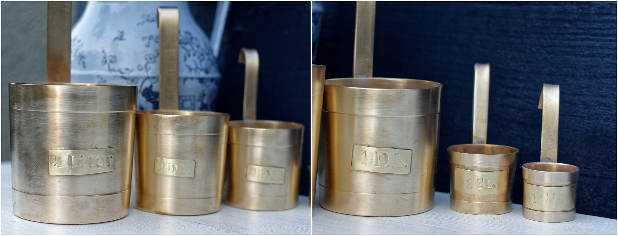 French Vintage Hanging Brass Measuring Cups Ladles with Hock Handles ...